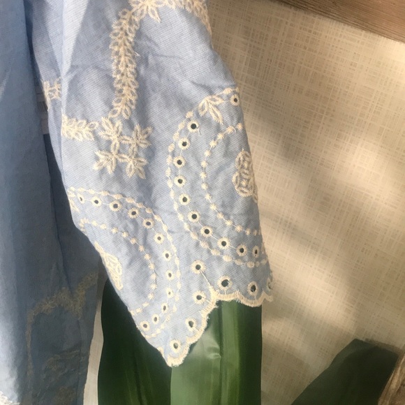 Tops | Nwt Powder Blue Scalloped Eyelet Dusters | Poshmark